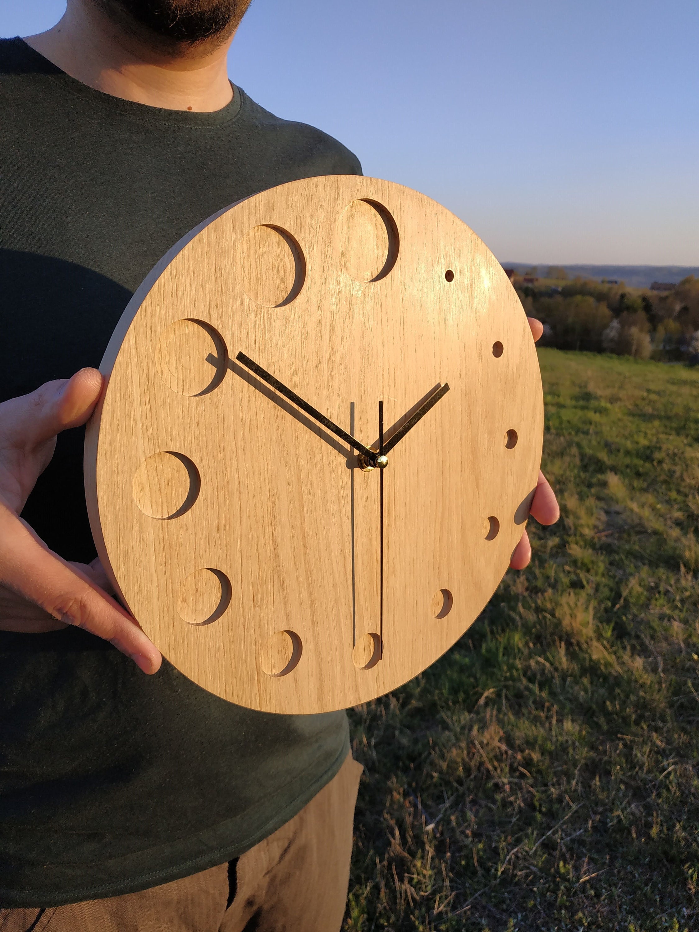 Oak Oval Clock Minimalist Wall Clock 11'' 28cm | Etsy