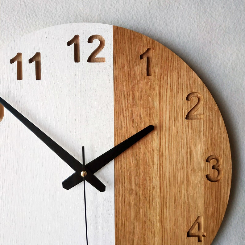Wood Wall Clock 14'' 36cm Oak Clock Large Clock - Etsy