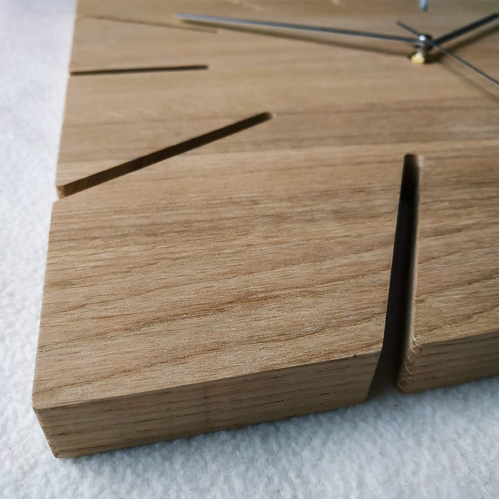Square Oak Wood Wall Clock: Modern Minimalist Silent Decor 14'', 36cm ...