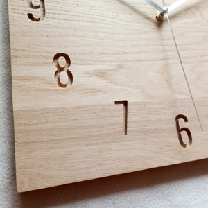 Square Oak Wood Wall Clock: Silent Minimalist Design 14'', 36cm - Etsy