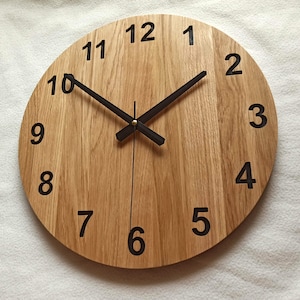 Oak Resin Wood Clock, 14'' 36cm, Minimalist Clock, Modern Clock, Large ...