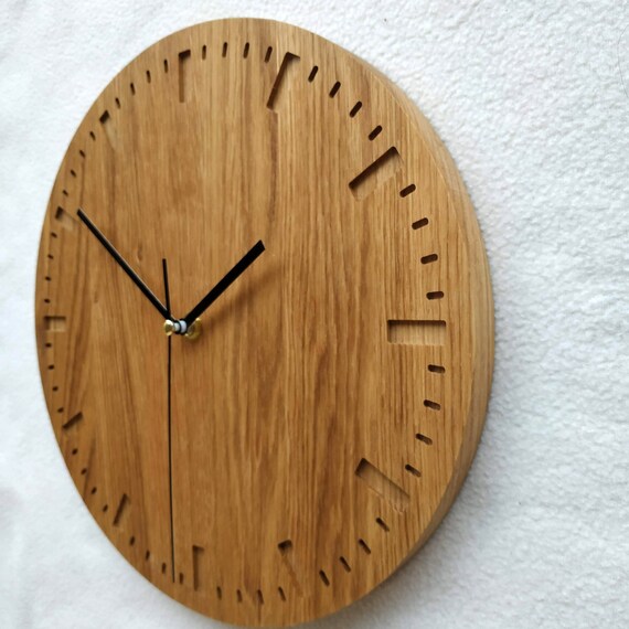 28 cm 11'' Silent Clock Wall Clock OAK Wood Clock Minimalist Clock ...