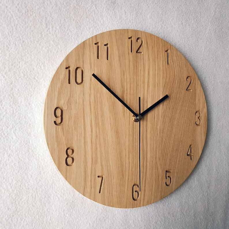Modern Clock Unique Wall Clock Numbers Clock Minimalist Oak - Etsy