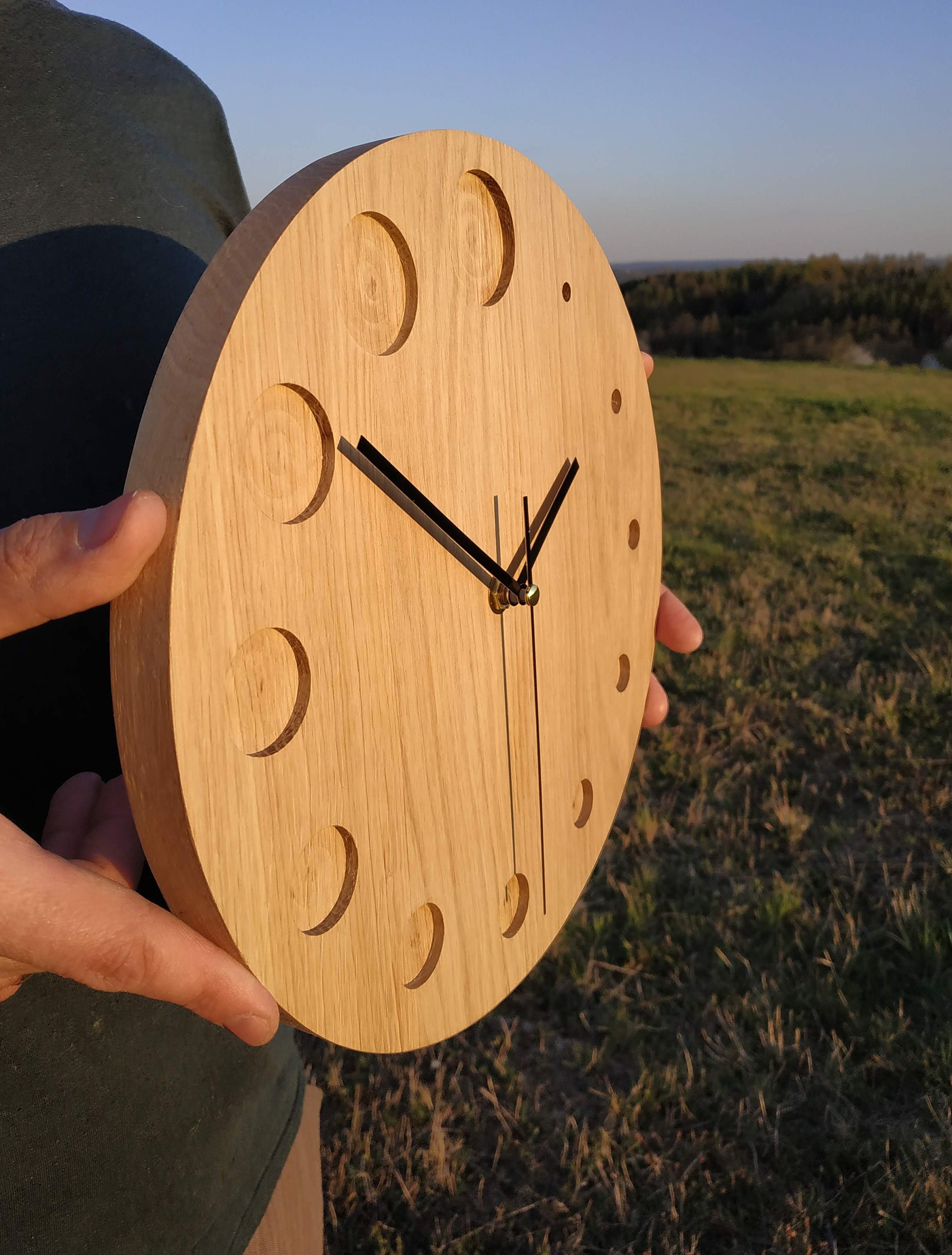 Oak Oval Clock Minimalist Wall Clock 11'' 28cm | Etsy