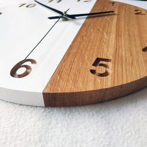 Wood Wall Clock, 14'' 36cm, Oak Clock, Large Clock, Numbers Clock ...