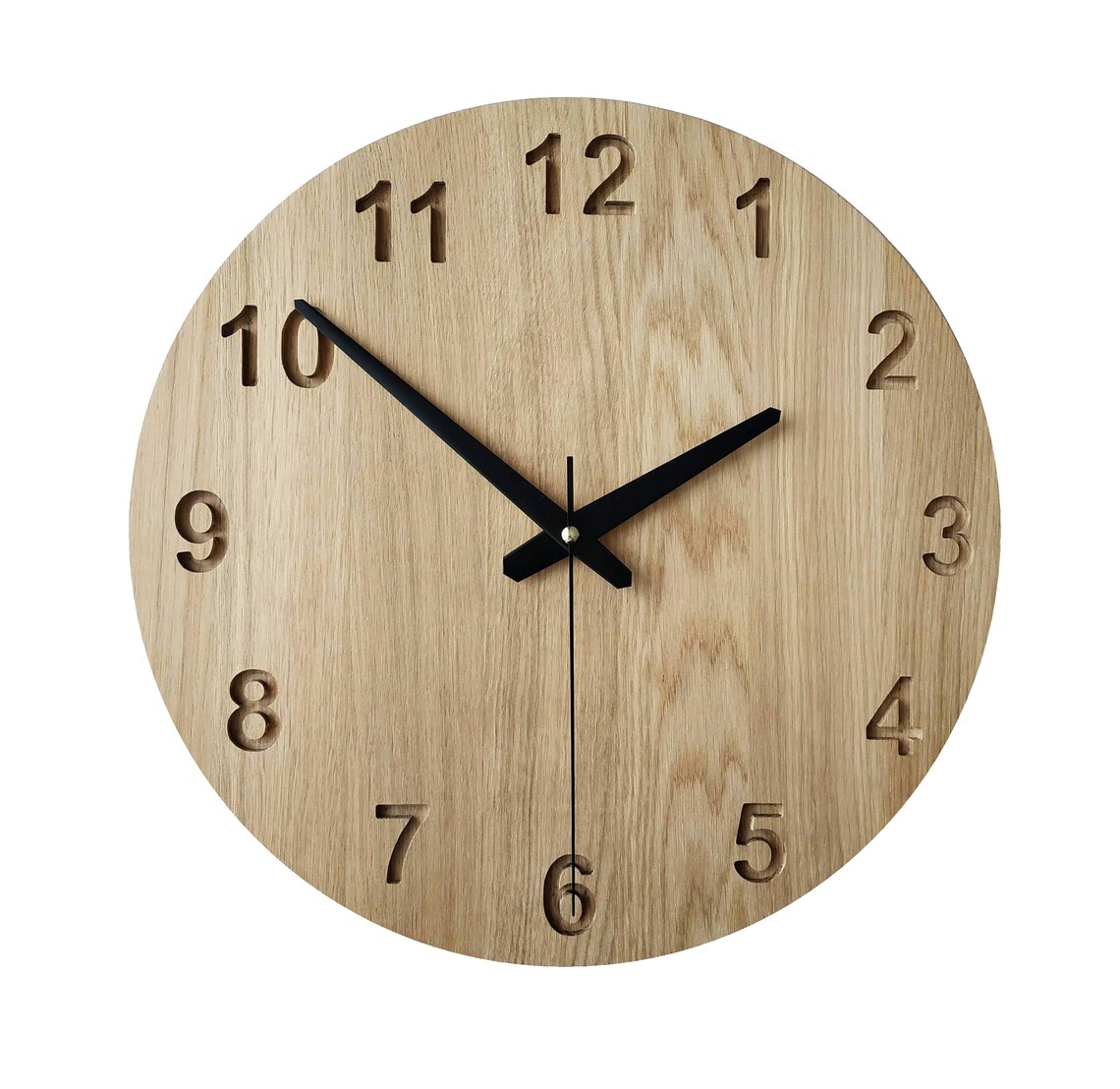 Minimalist Wood Clock 14'' 36cm Oak Clock Modern | Etsy