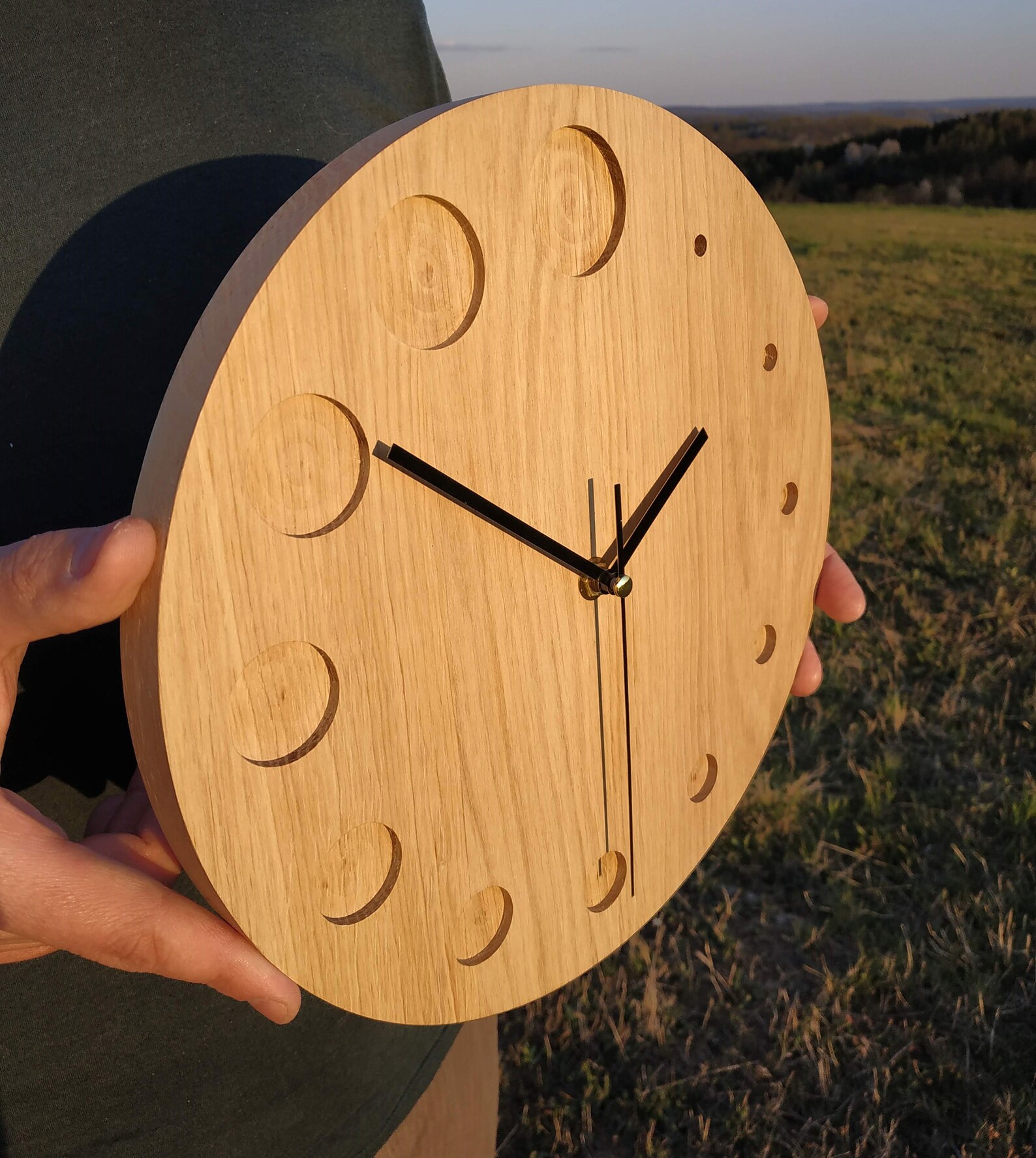 Oak Oval Clock Minimalist Wall Clock 11'' 28cm | Etsy