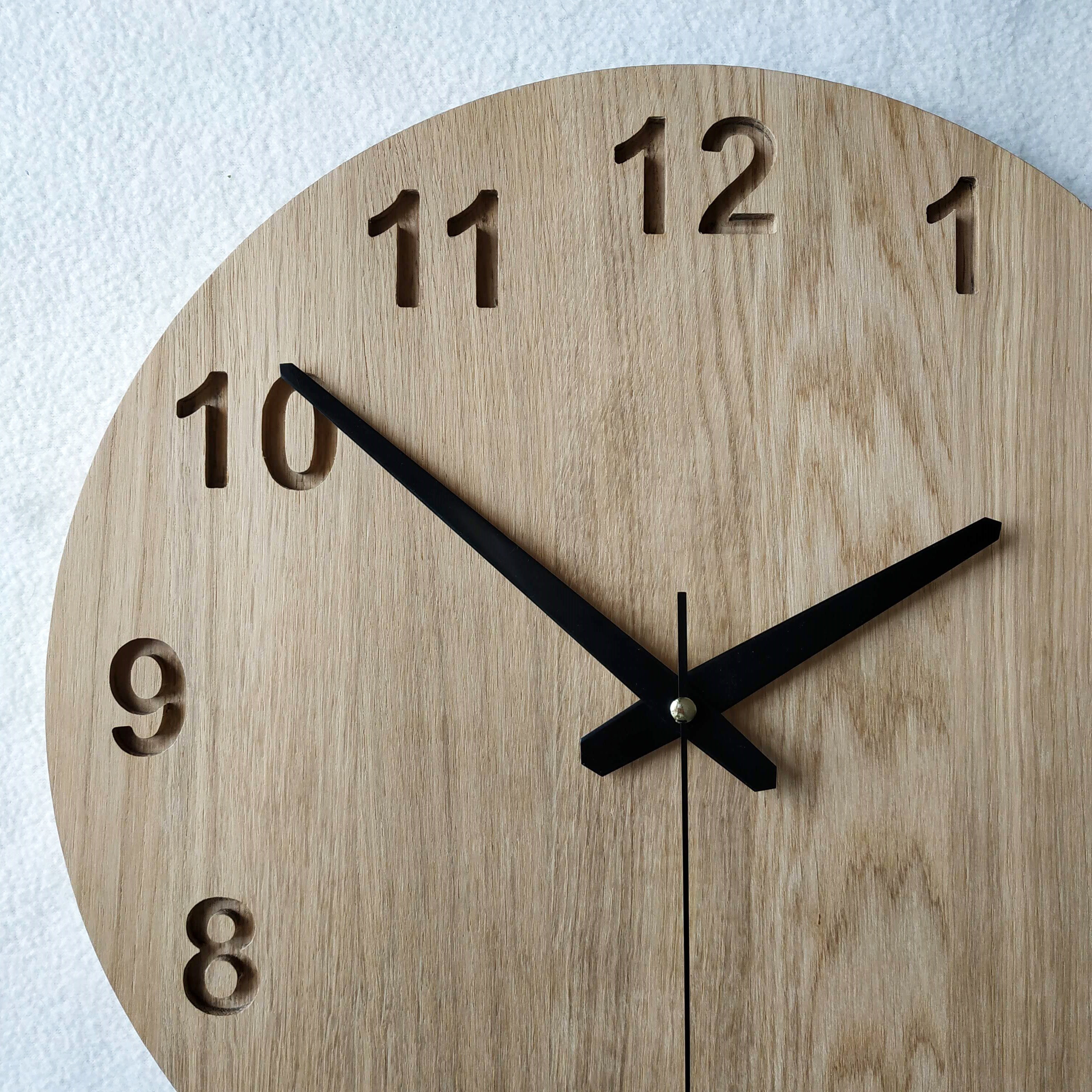 Minimalist Wood Clock 14'' 36cm Oak Clock Modern | Etsy