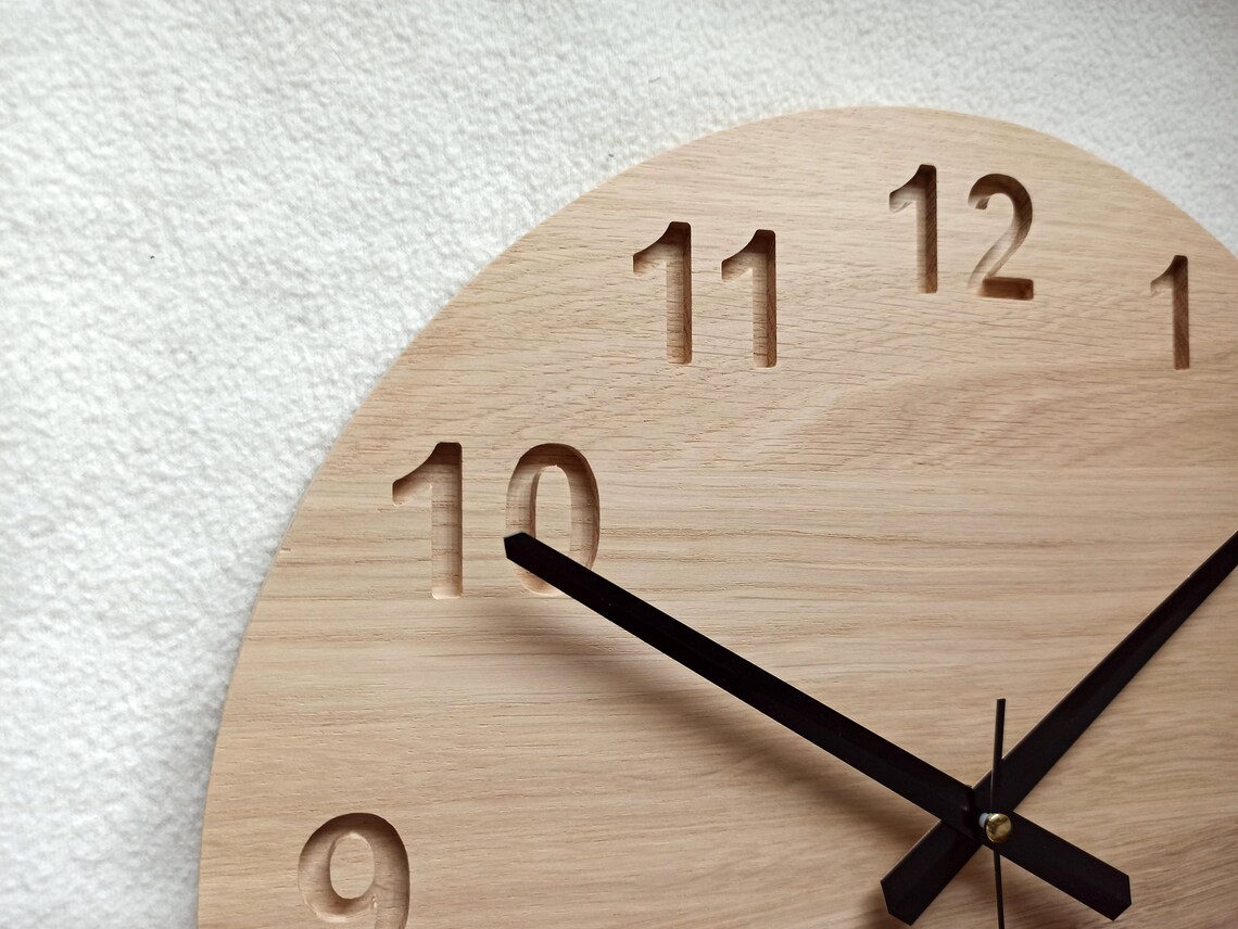 Minimalist Wood Clock Silent Wall Clock 14'' 36cm - Etsy