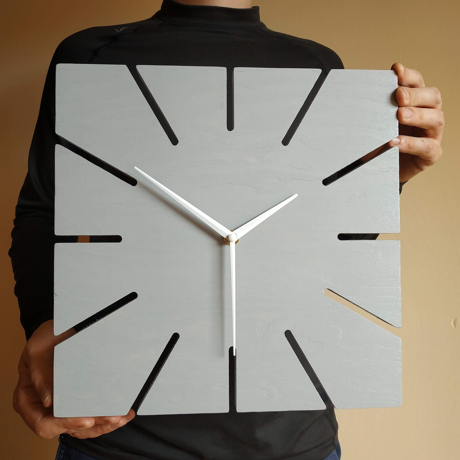 Gray Wood Clock Grey Wall Clock Minimalist Clock Modern - Etsy