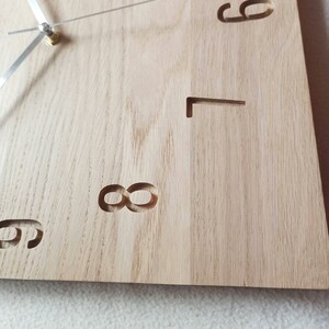 Square Oak Wood Wall Clock: Silent Minimalist Design 14'', 36cm - Etsy
