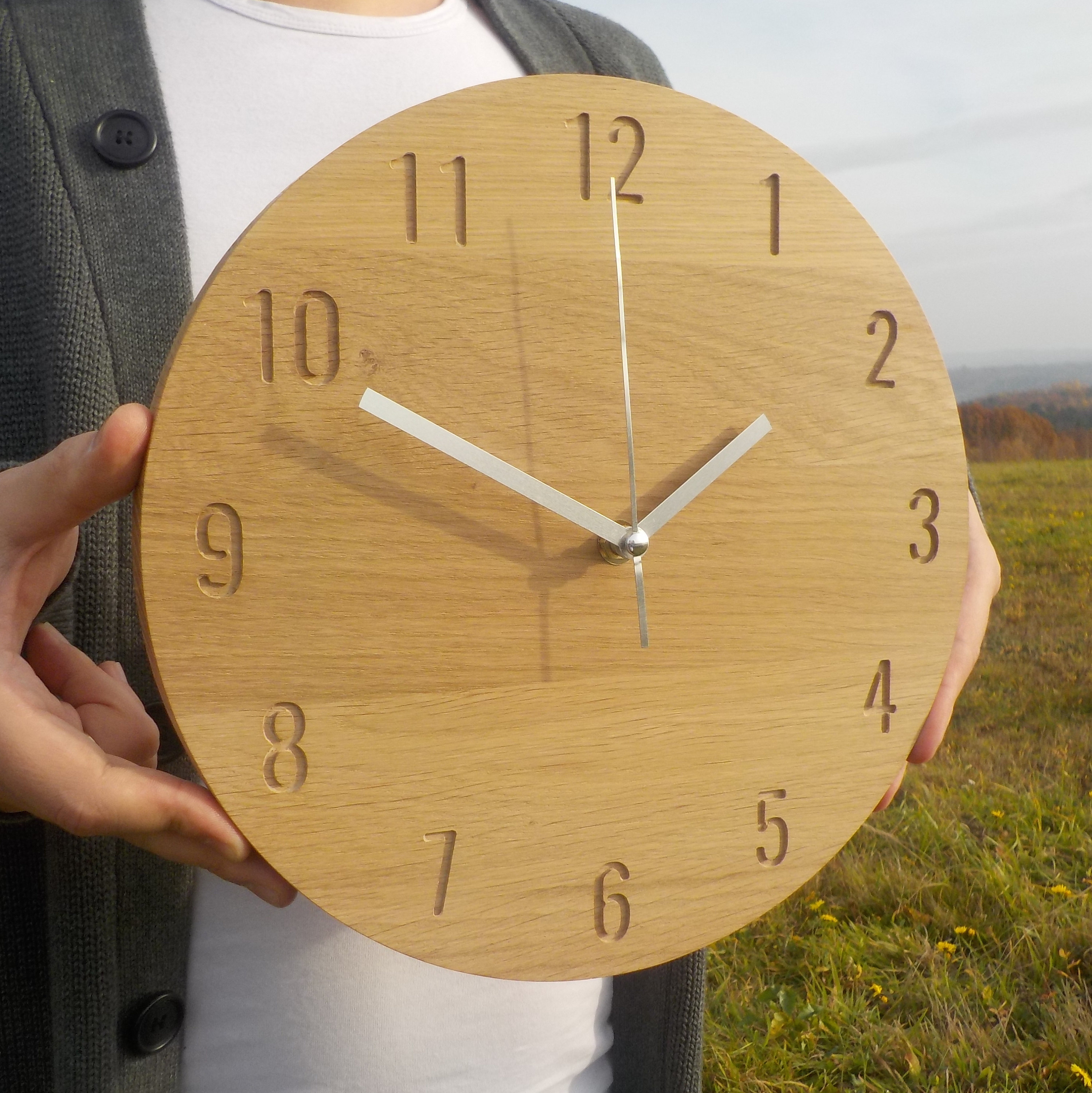 Modern Wooden Wall Clock 11 28cm OAK Minimalist Style | Etsy