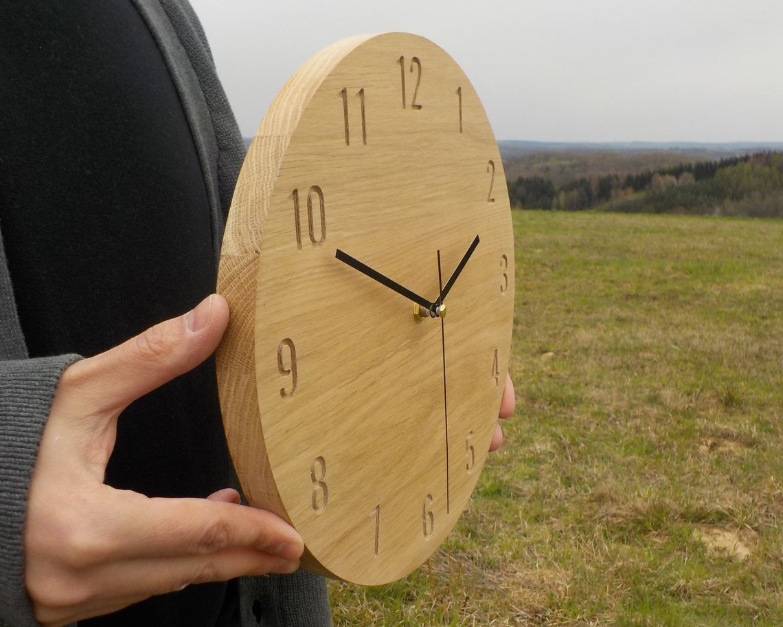 Wooden Wall Clock 11'' 28cm OAK Clock Minimalist | Etsy