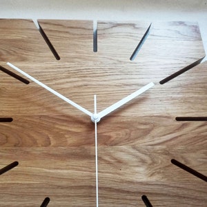 Square Large Wall Clock, OAK Clock, 14'' 36cm, Wooden Clock, Modern ...
