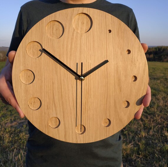 Oak Oval Clock Minimalist Wall Clock 11'' 28cm | Etsy