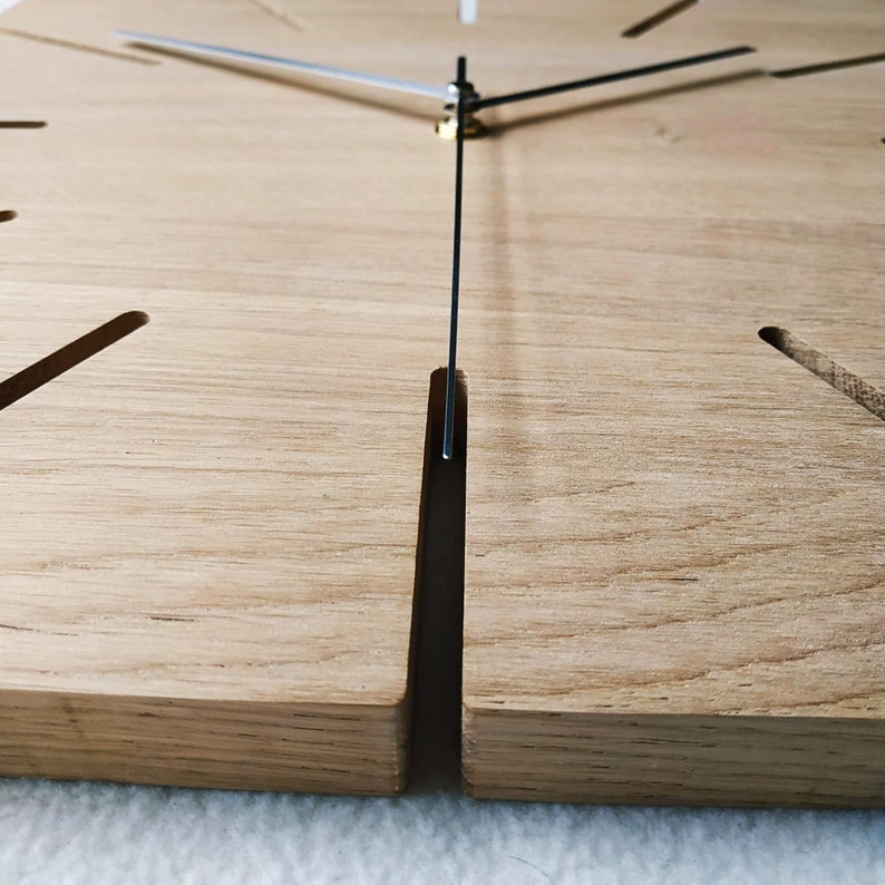 Square Oak Wood Wall Clock: Modern Minimalist Silent Decor 14'', 36cm ...