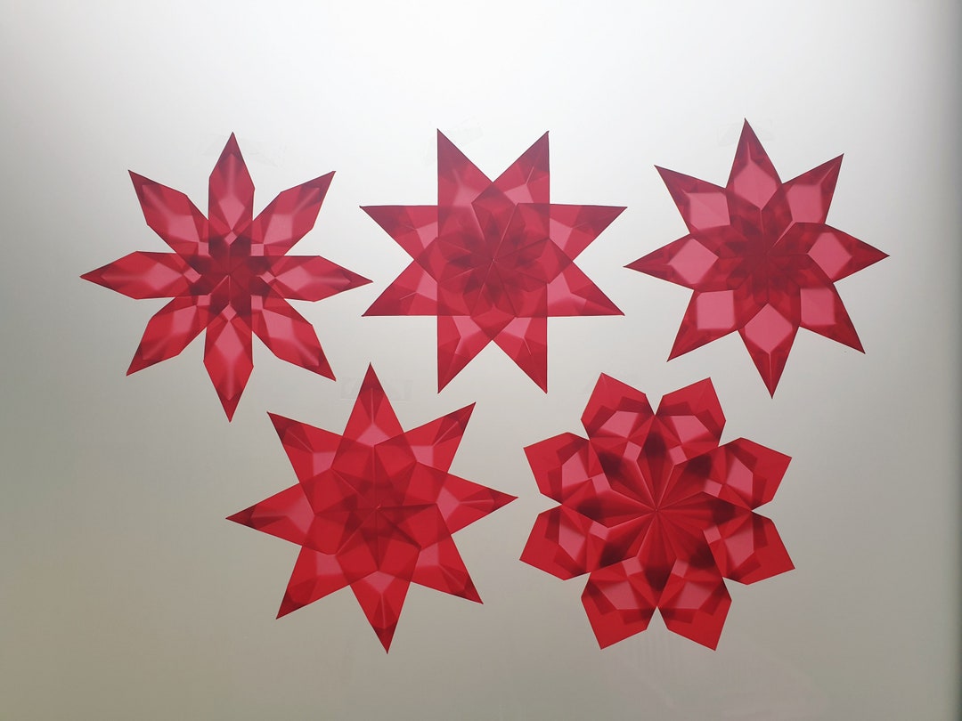 Window Star/transparent Star thick Paper/stable 5 Pieces/20 Cm Red - Etsy