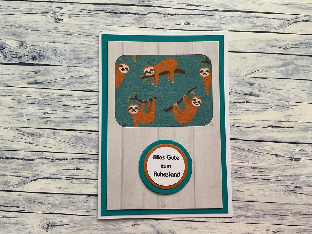 Retirement Greeting Card, Card With Sloth, Retirement, - Etsy