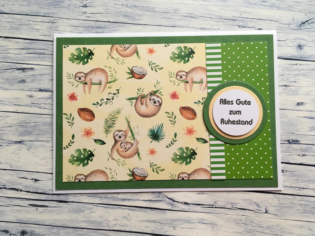 Retirement Greeting Card, Card With Sloth - Etsy