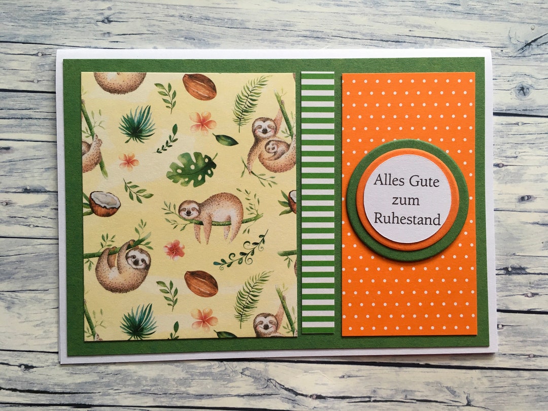 Retirement Greeting Card Sloth Retirement Card - Etsy