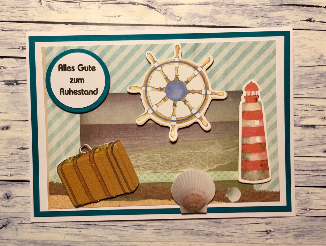 Grußkarte zum Ruhestand, Glückwunschkarte Ruhestand, maritime Karte ...