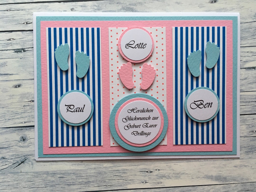 Greeting Card Triplets, Card, Greeting Card, Greeting Card, Birth, Baby ...