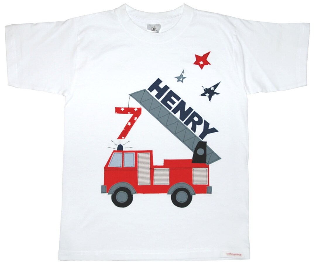 Birthday Shirt Fire Engine Fire Brigade Shirt Fire Brigade Children's ...