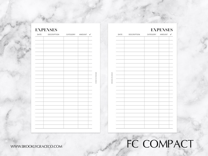 FC Compact PRINTABLE Expense Tracker Planner Insert | Etsy