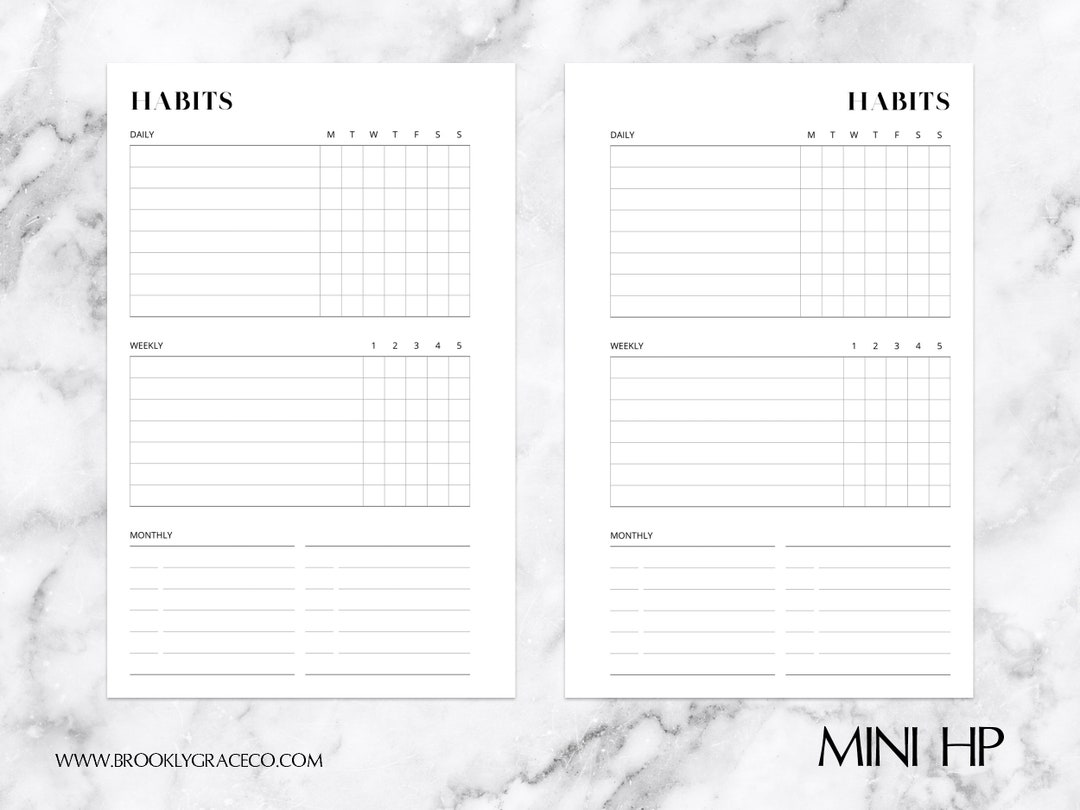 Mini HP PRINTABLE Habit Tracker Planner Insert - Etsy