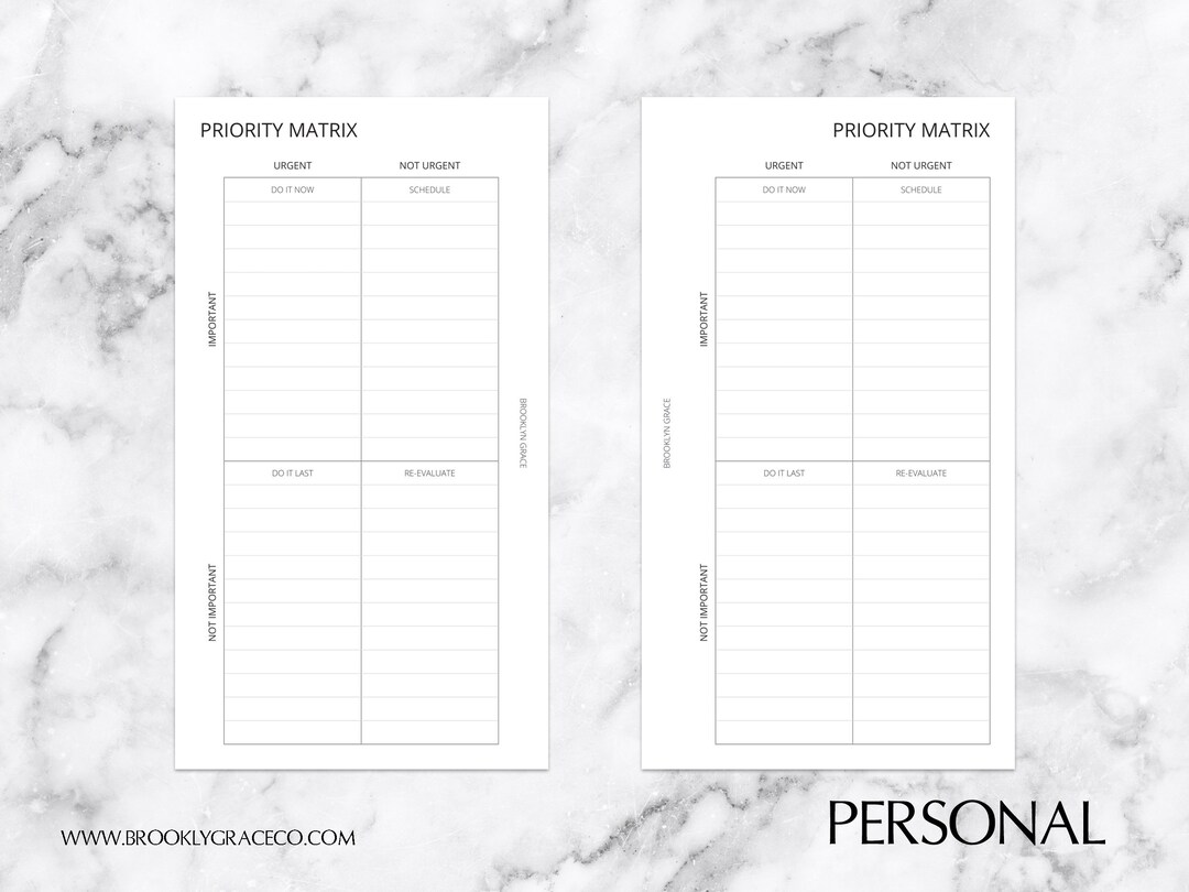 Personal PRINTABLE Priority Matrix Productivity Planner Insert - Etsy