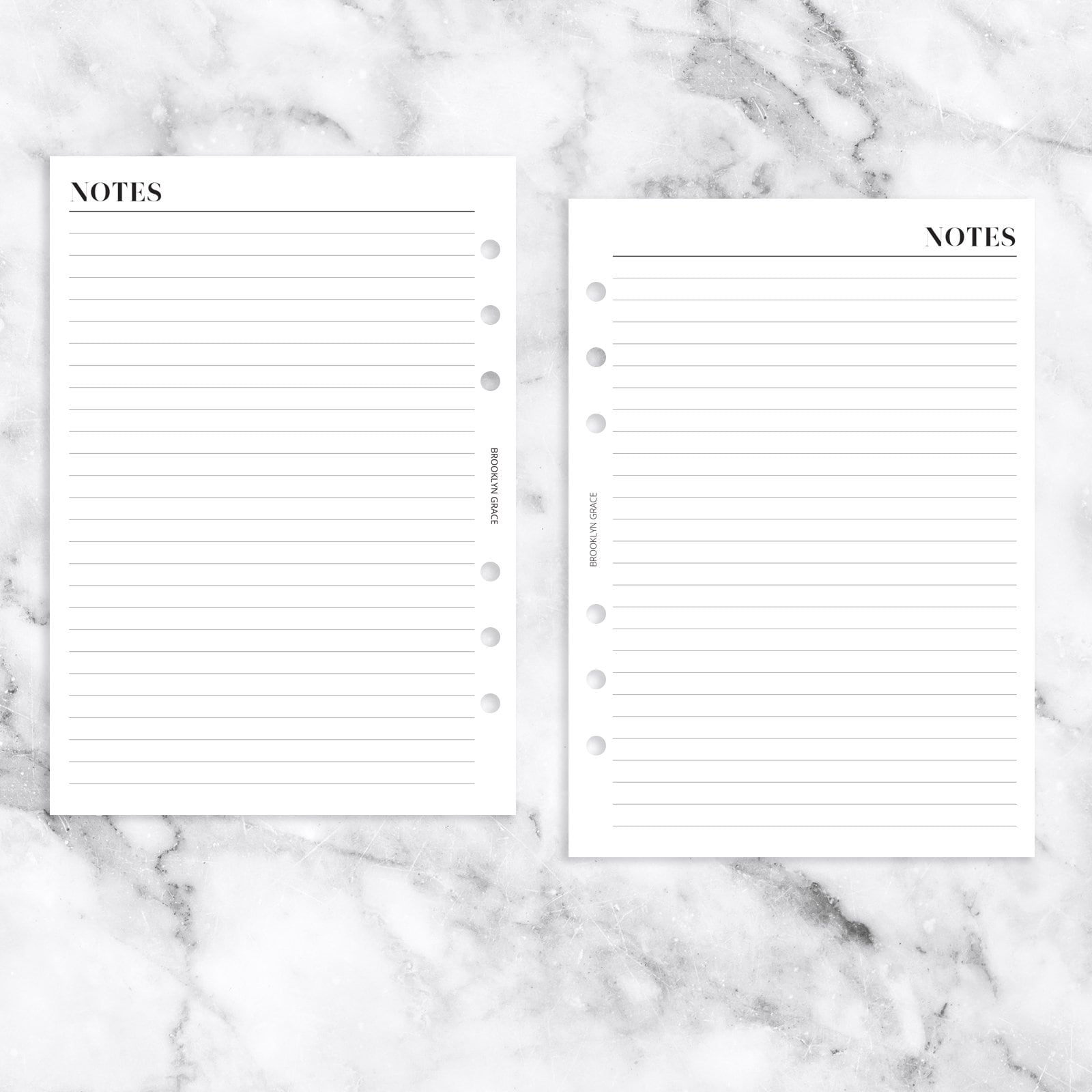 Half Letter PRINTABLE Lined Notes Planner Insert | Etsy