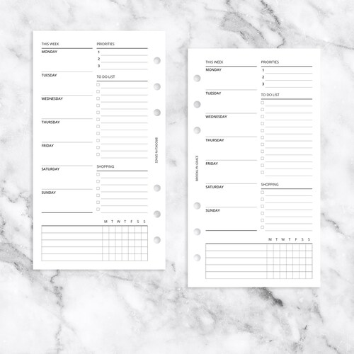 Weekly Planner Printable A5 Week on One Page PDF Weekly - Etsy
