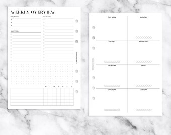 PRINTABLE Weekly Planner Insert Half Letter Horizontal Week - Etsy