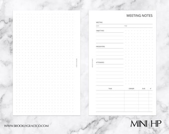 Meeting Notes Mini Happy Planner Printable Insert 4.625x7, Meeting ...