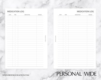 024 Medical Information Overview Printable Planner Insert PERSONAL WIDE ...