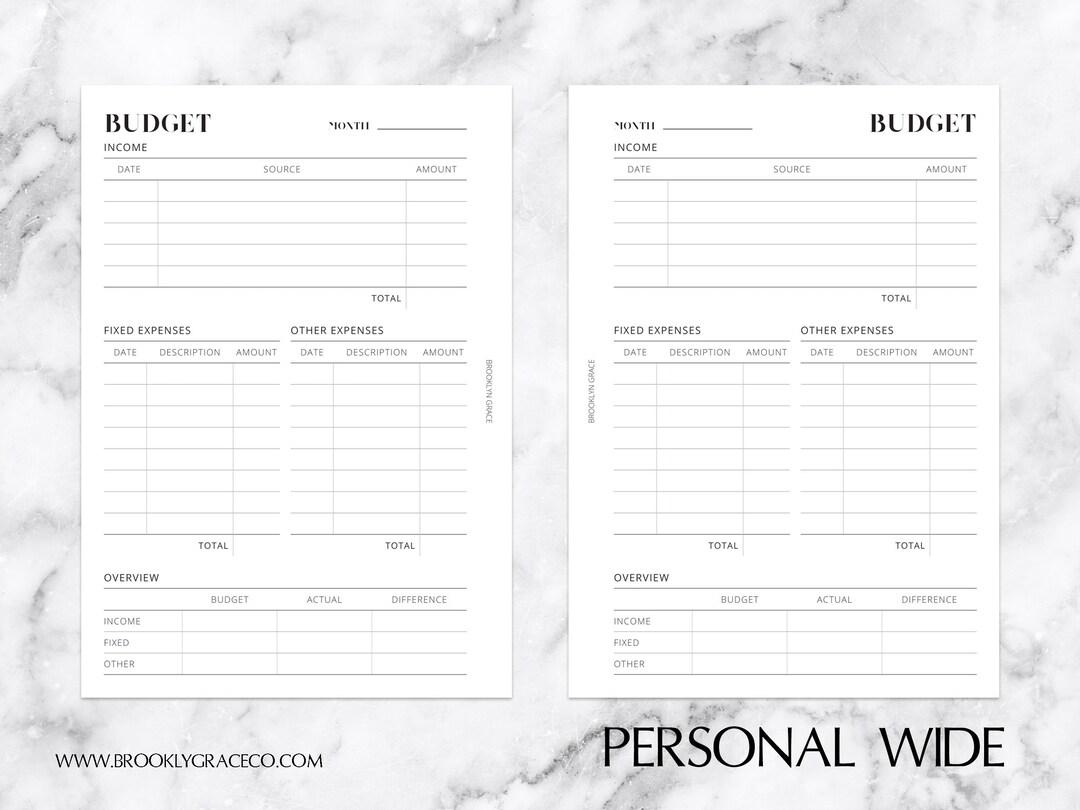 Personal Wide PRINTABLE Budget Planner Insert (NEW STYLE) - Etsy