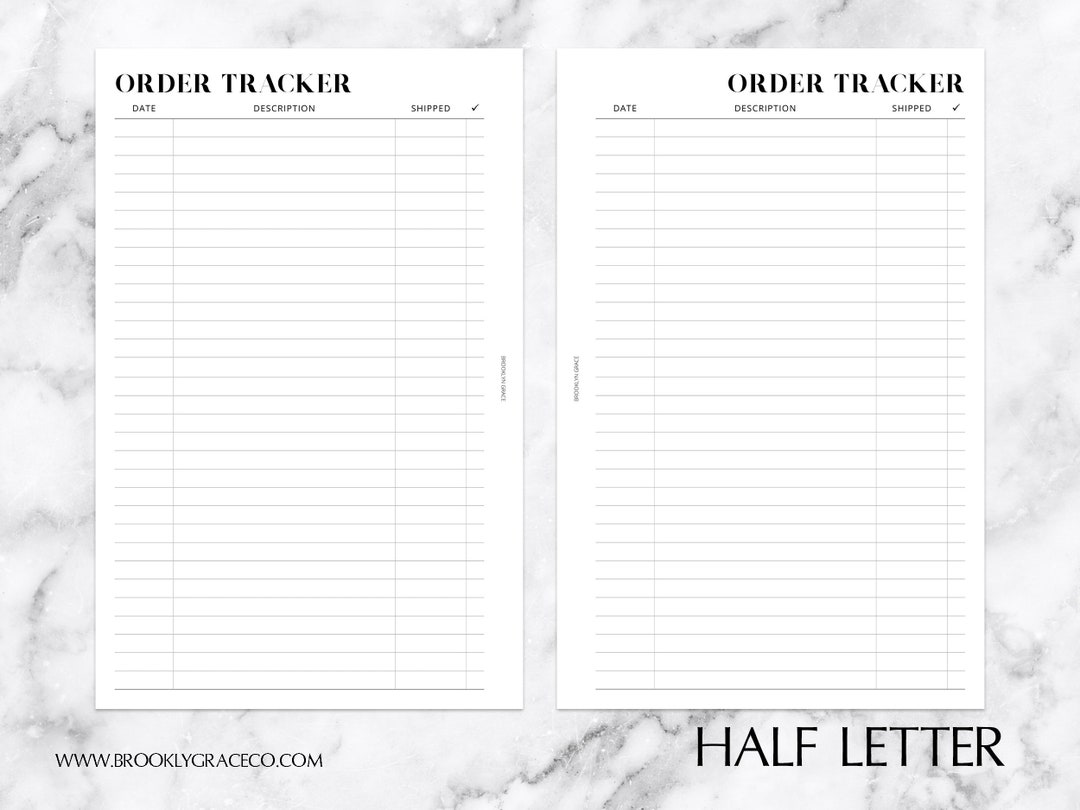 Half Letter PRINTABLE Order Tracker Planner Insert - Etsy