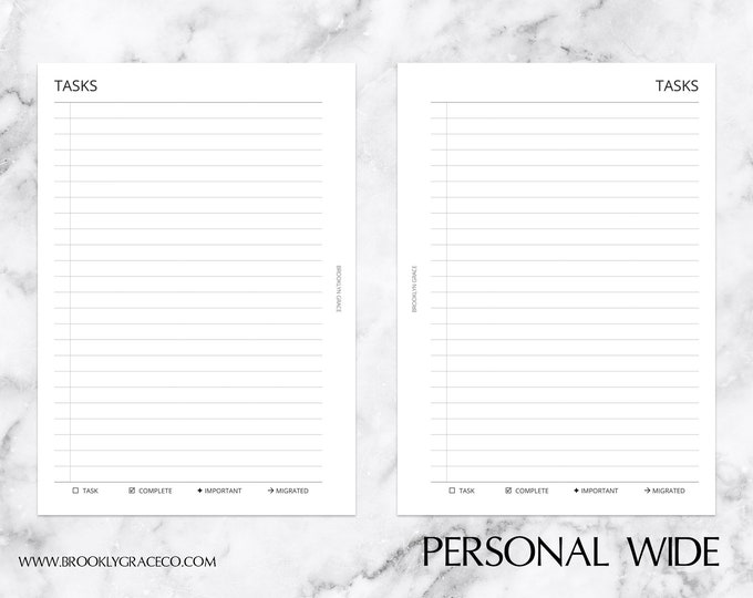 Personal Wide Tasks List Printable Planner, to Do List Insert - Etsy Canada