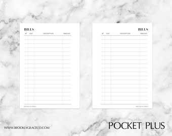 Pocket Plus PRINTABLE Expenses Planner Insert | Etsy