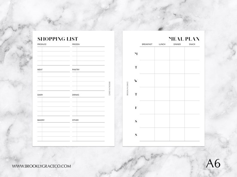 True A6 PRINTABLE Meal Plan Planner Insert NEW STYLE - Etsy