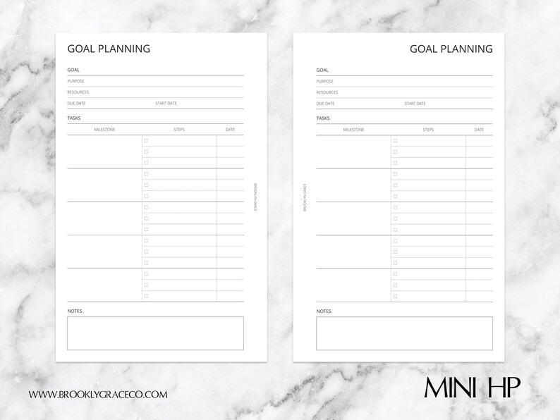 Mini HP PRINTABLE Goal Planning Planner Insert (style 2) - Etsy