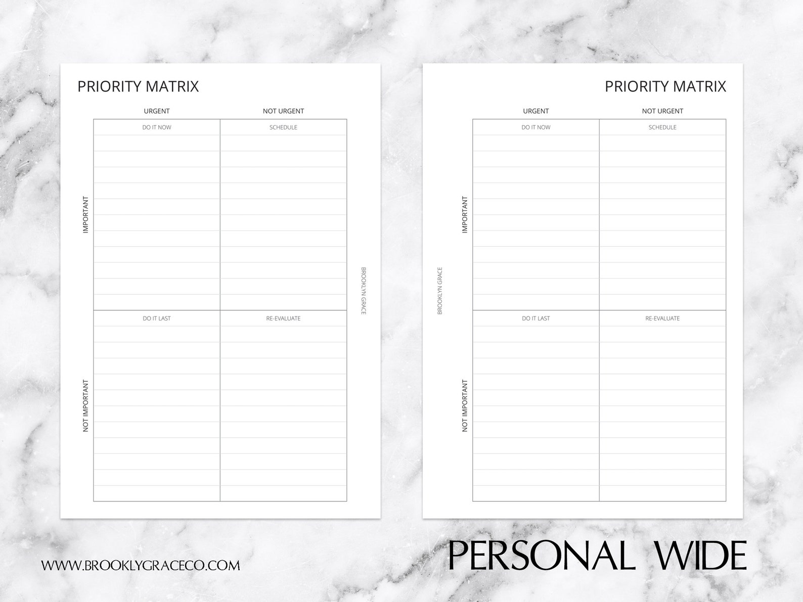 Personal Wide PRINTABLE Priority Matrix Productivity Planner - Etsy