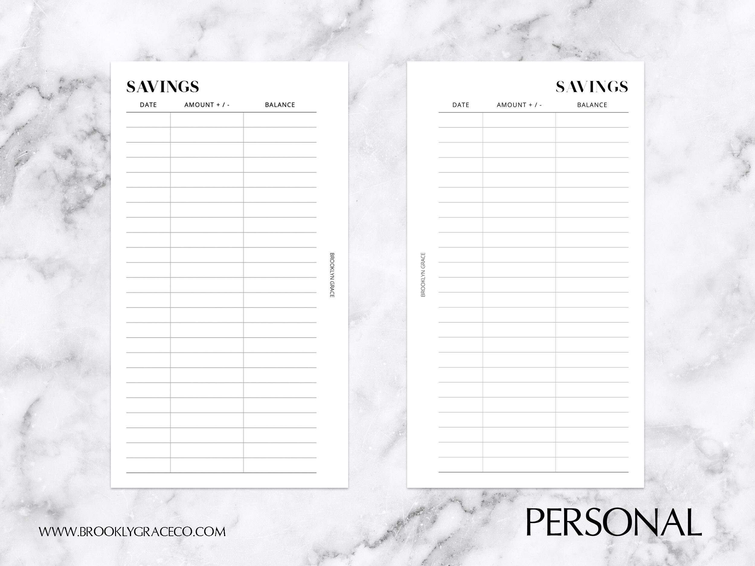 Personal PRINTABLE Savings Tracker Planner Insert | Etsy