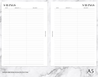 Savings Tracker Printable on 2 Pages, Savings Tracker Insert, Savings ...