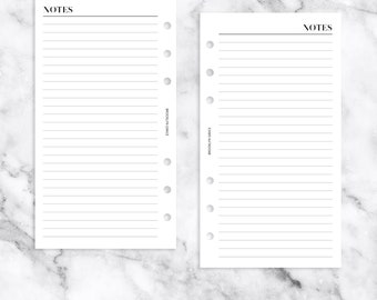 Half Letter PRINTABLE Lined Notes Planner Insert | Etsy