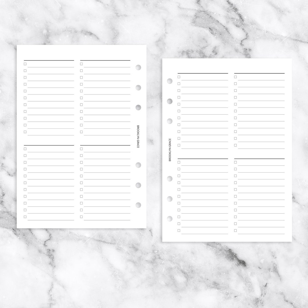 A5 PRINTABLE Quadrant to Do List Planner Insert - Etsy