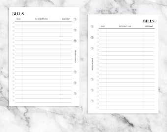 Monthly Bill Tracker, Printable Planner Inserts, A4, A5, Letter, Modern ...