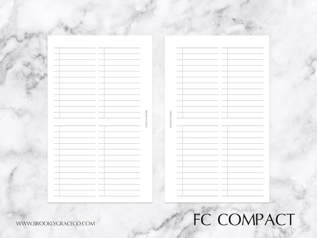 FC Compact PRINTABLE Quadrant Task List Planner Insert (NEW) - Etsy