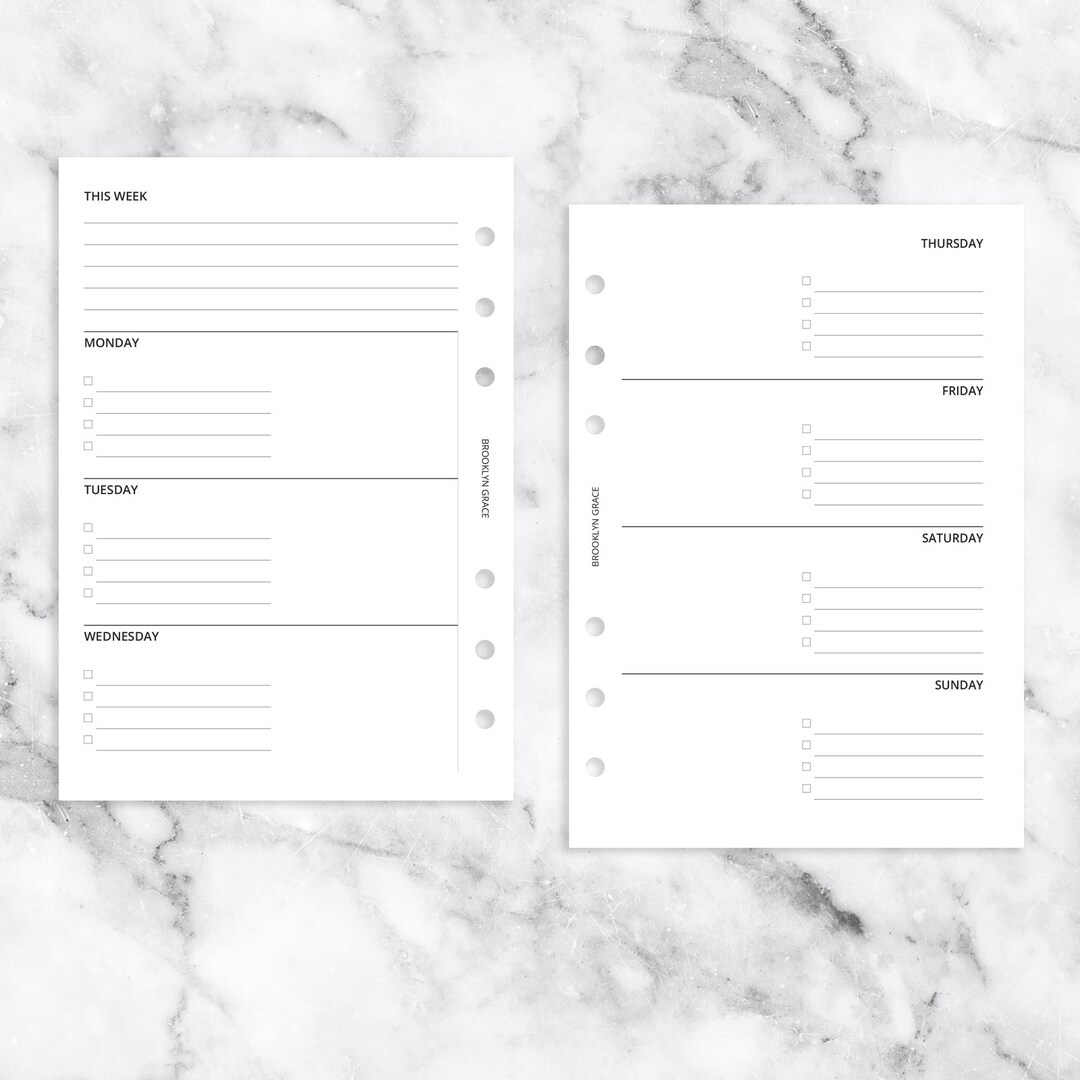 True A6 PRINTABLE Undated Horizontal Weekly (wo2p) Planner Insert - Etsy