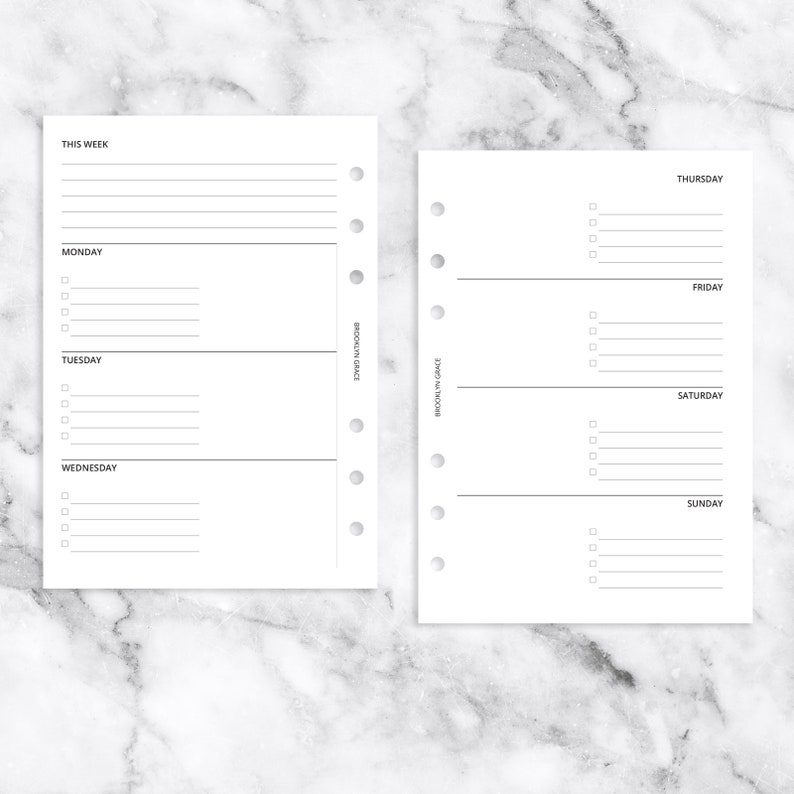 True A6 PRINTABLE Undated Horizontal Weekly wo2p Planner - Etsy